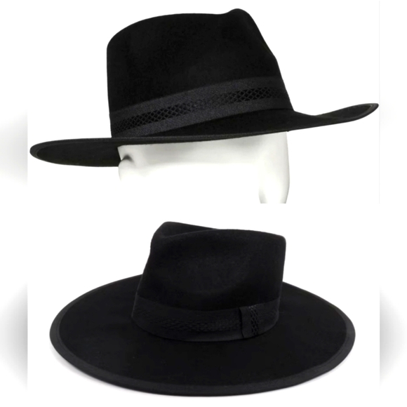 a new day | Accessories | Nwt A New Day Black Wide Brim Wool Fedora Hat ...